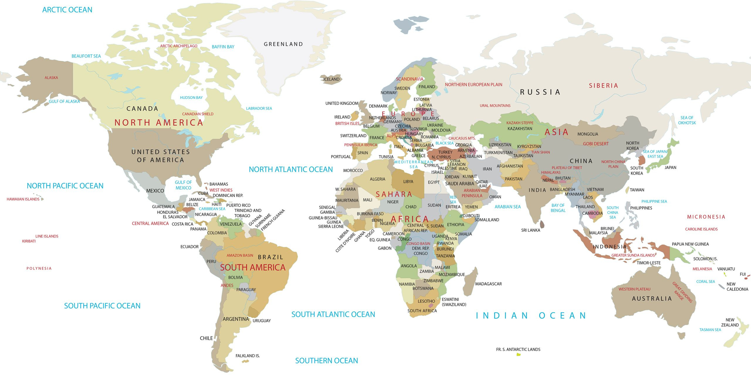 Free Printable World Map with Countries | Edu Printables